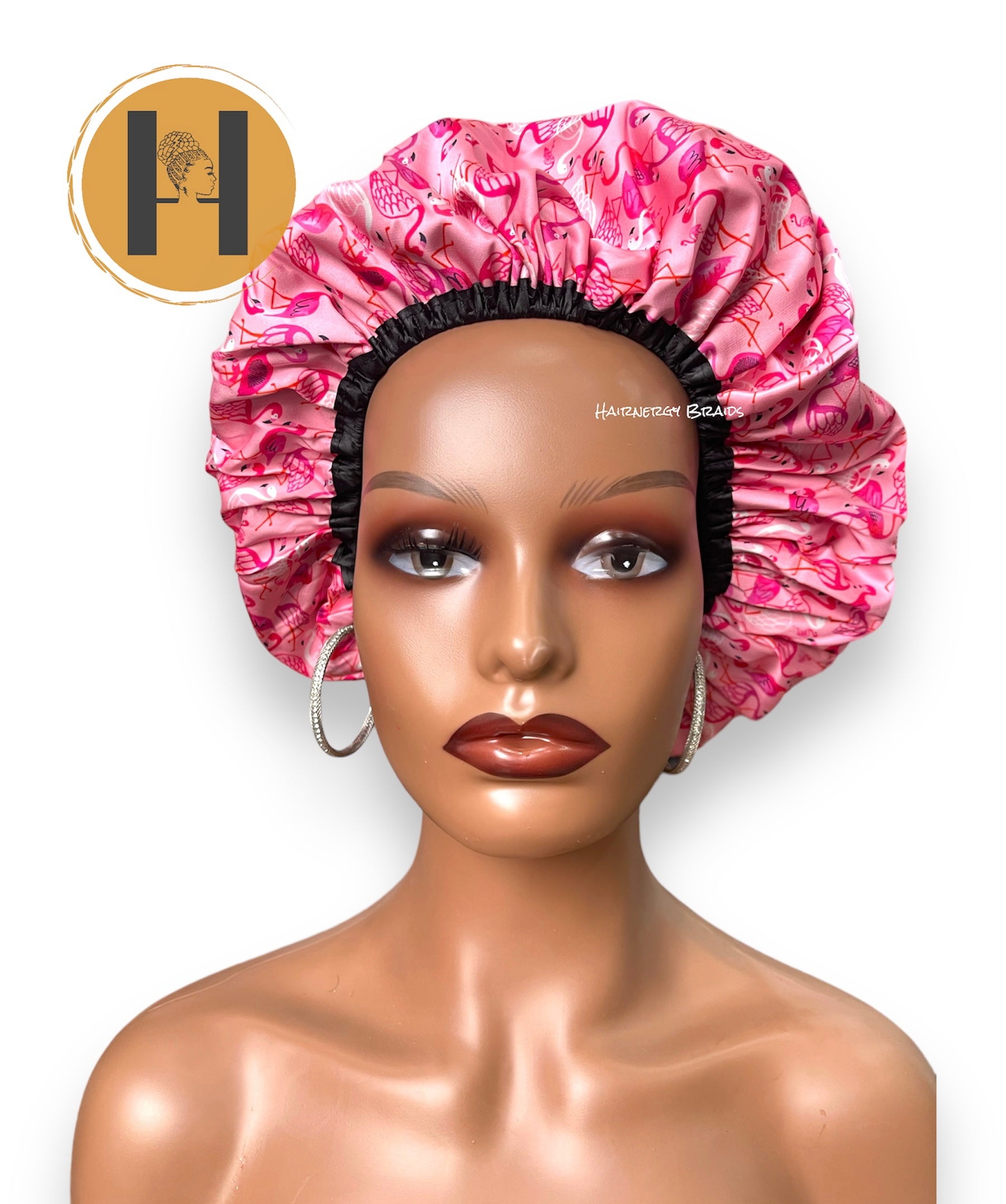 Flamingo Large Sleep Cap, Lined Bonnet – Hairnergy Braids