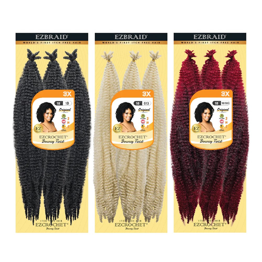 EZBRAID Ezcrochet 3X Bouncy Twist Braid (18inch) Pre fluffed Kinky Hai ...